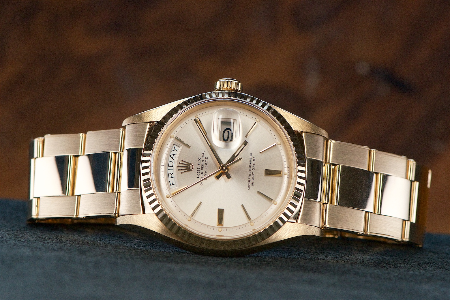 Rolex: Rolex Day Date Riveted Oyster Bracelet 18K Yellow Gold 36mm Ref 1803